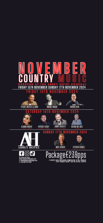 Country Music Weekends | Live Music Events In Donegal | Abbey Hotel